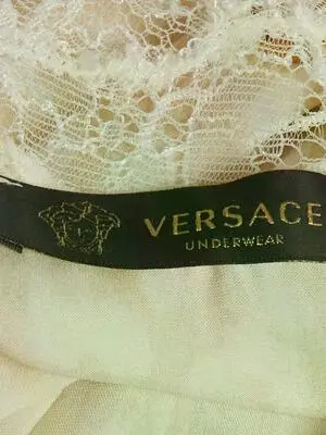 Versace Baroque Print Lace Trim Mini Dress