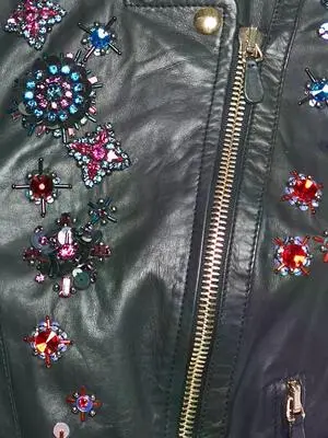 Roberto Cavalli Embellished Leather Biker Jacket