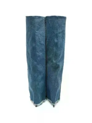 LE SILLA Pointed-toe Denim Mid-calf Boots