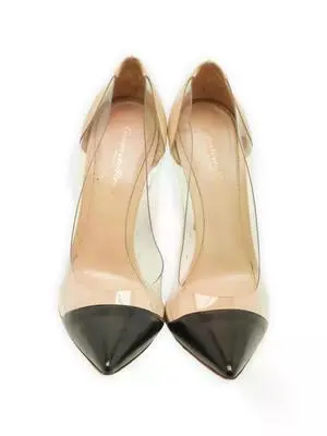 GIANVITO ROSSI Panelled Pointed Toe Pumps - Neutrals