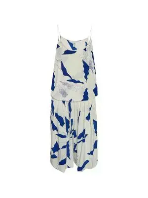 Diane Von Furstenberg Abstract Print Silk Jumpsuit - White