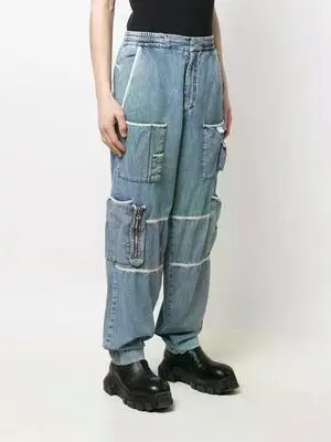 DIESEL® Wide Leg Cargo Distressed Jeans
