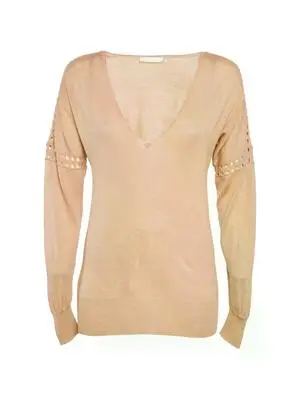 Chloé Wool Eyelet V-neck Sweater