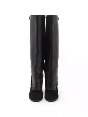 LOUIS VUITTON Wedge Boots With Engraved Studs And Buckle Detail