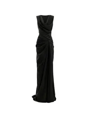 GEMY MAALOUF Sleeveless Draped Floor-length Gown - Black