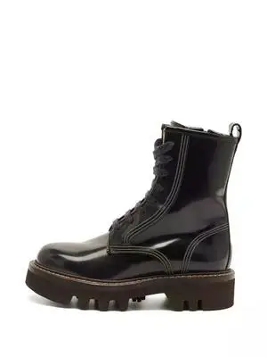 Brunello Cucinelli Polished Leather Combat Boots