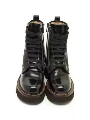 Brunello Cucinelli Polished Leather Combat Boots
