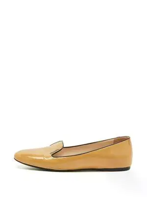 Prada Patent Leather Logo Plaque Ballet Flats - Neutrals