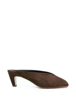BIANCADI Leather Block Heel Sandals - Brown