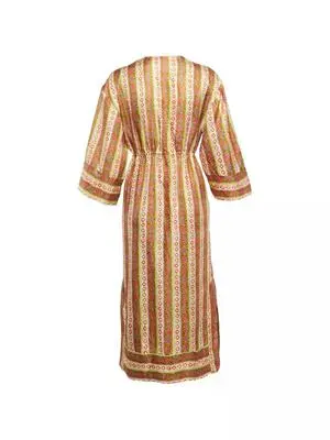 Sandro Floral Striped Kaftan Midi Dress - Neutrals