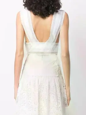 Alberta Ferretti Embroidered V-neck Cropped Top