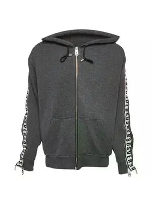 VERSUS Logo Tape Zip-up Hoodie - Grey