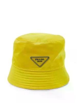 Prada Triangle Logo Bucket Hat - Yellow