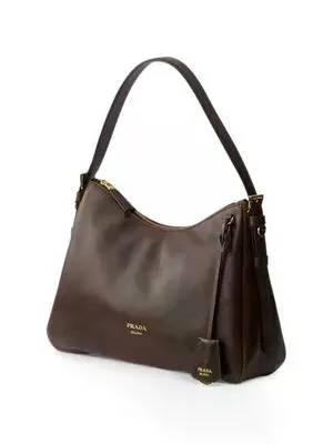 Prada Aimée Medium Leather Shoulder Bag - Brown