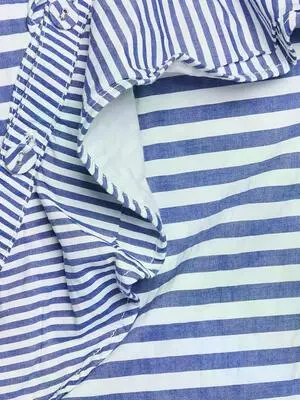 SELF-PORTRAIT Striped Frilled Off-the-shoulder Top - Blue
