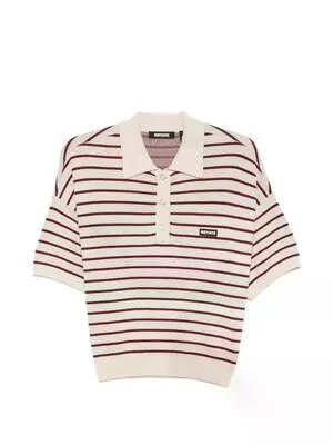 ROTATE BY BIRGER CHRISTENSEN ROTATE BIRGER CHRISTENSEN Striped Short-Sleeve Knit Polo Neutrals