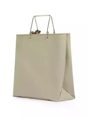 Marni Beige Canvas Shopper With Metal Handles