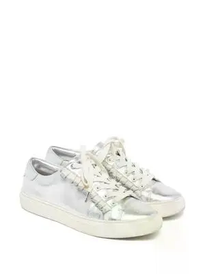 Tory Burch Leather Lace-up Sneakers With Ruffle Trim
