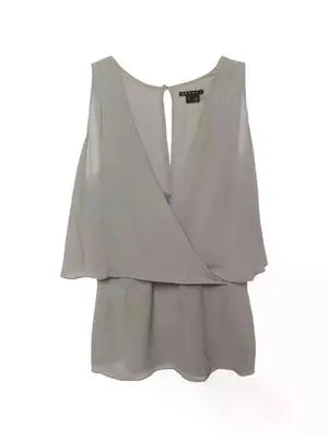 Theory Silk Sleeveless V-neck Top - Grey