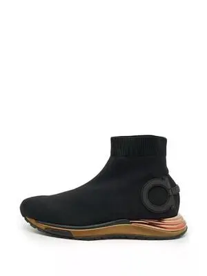 FERRAGAMO Gardena High-top Sneakers With Gancini Logo - Black