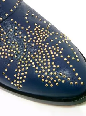 Chloé Susanna Ankle Boots With Gold-tone Studs And Buckles - Blue