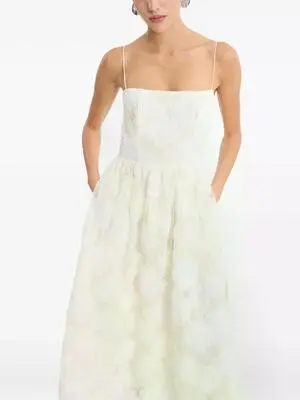 ROTATE BY BIRGER CHRISTENSEN Floral Appliqué Square Neck Midi Dress