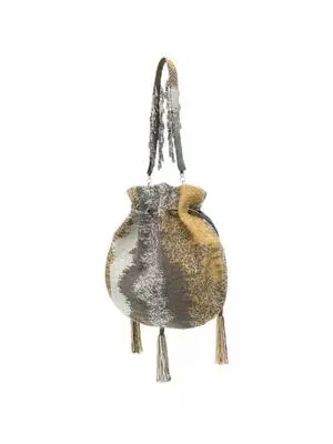 SLO_HAND_MADE Bead-embellished Bucket Bag - Grey