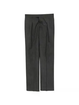 LARDINI Charcoal Pinstripe Pleated Wide Leg Trousers