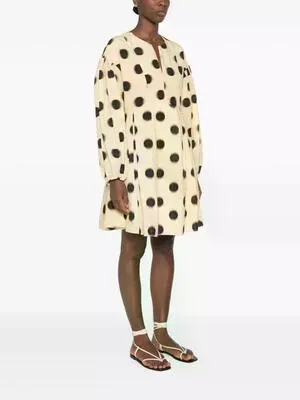Stine Goya Cream Polka-dot Balloon-sleeve Dress