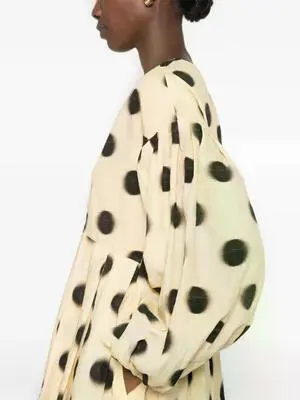 Stine Goya Cream Polka-dot Balloon-sleeve Dress