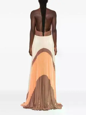 MAESTRI Pleated Halterneck Maxi Dress
