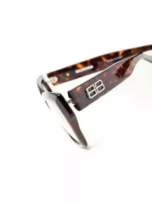 Balenciaga Logo Plaque Tortoiseshell Cat-eye Glasses