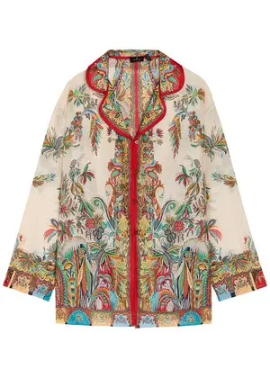 Etro Printed Silk Cover-up Shirt