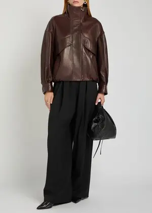 Nour Hammour Roland Funnel-neck Panelled Leather Jacket