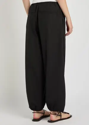 TOTEME Drawstring Barrel-leg Cotton Trousers - Black