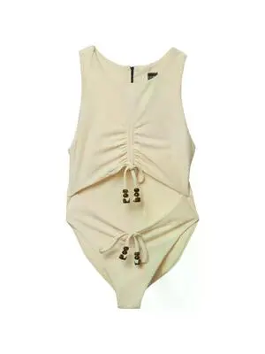 424 Cut-out Crepe Swimsuit With Ruched Detailing - Neutrals
