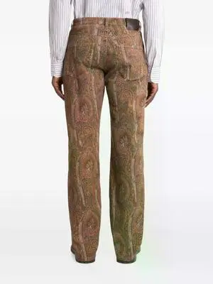 Etro Straight-leg Cotton Denim Jeans With Arnica Motif - Brown