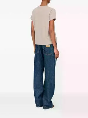 MAISON MARGIELA Wool-blend Rib-jersey T-shirt With Numeric Artwork - Neutrals