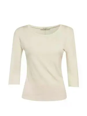 Max Mara Cream Jersey Crew Neck T-shirt 3/4 Sleeve
