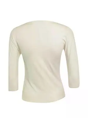 Max Mara Cream Jersey Crew Neck T-shirt 3/4 Sleeve