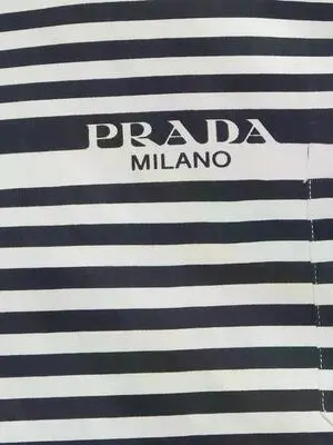 Prada Striped Logo Print Cotton T-shirt