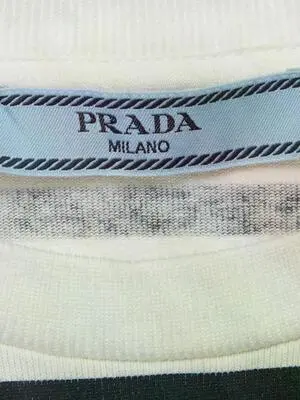 Prada Striped Logo Print Cotton T-shirt