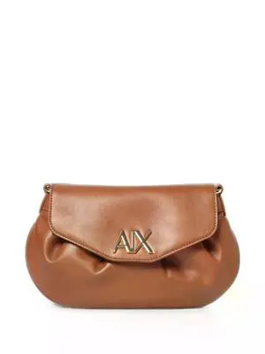 Armani Exchange Ruched Shoulder Bag With Gold-tone Logo Plaque