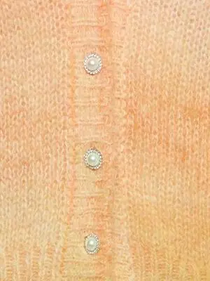 Maje Button-down V-neck Cardigan With Faux-pearl Embellishment