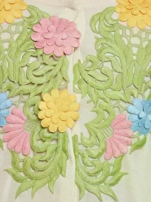 Moschino Cream Floral Appliqué Cardigan