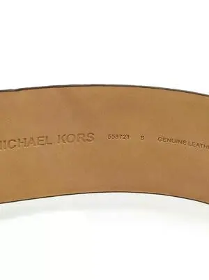 Michael Kors Crocodile-embossed Leather Belt With Mk Logo Plaque
