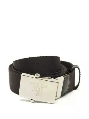 Prada Logo Plaque Belt - Black
