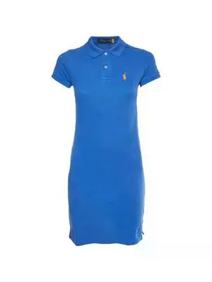 Polo Ralph Lauren Pique-knit Mini Polo Dress - Blue