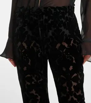 Gucci Floral Devoré Velour Straight Leg Trousers