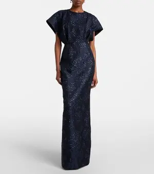 Carolina Herrera Floral Jacquard Gown